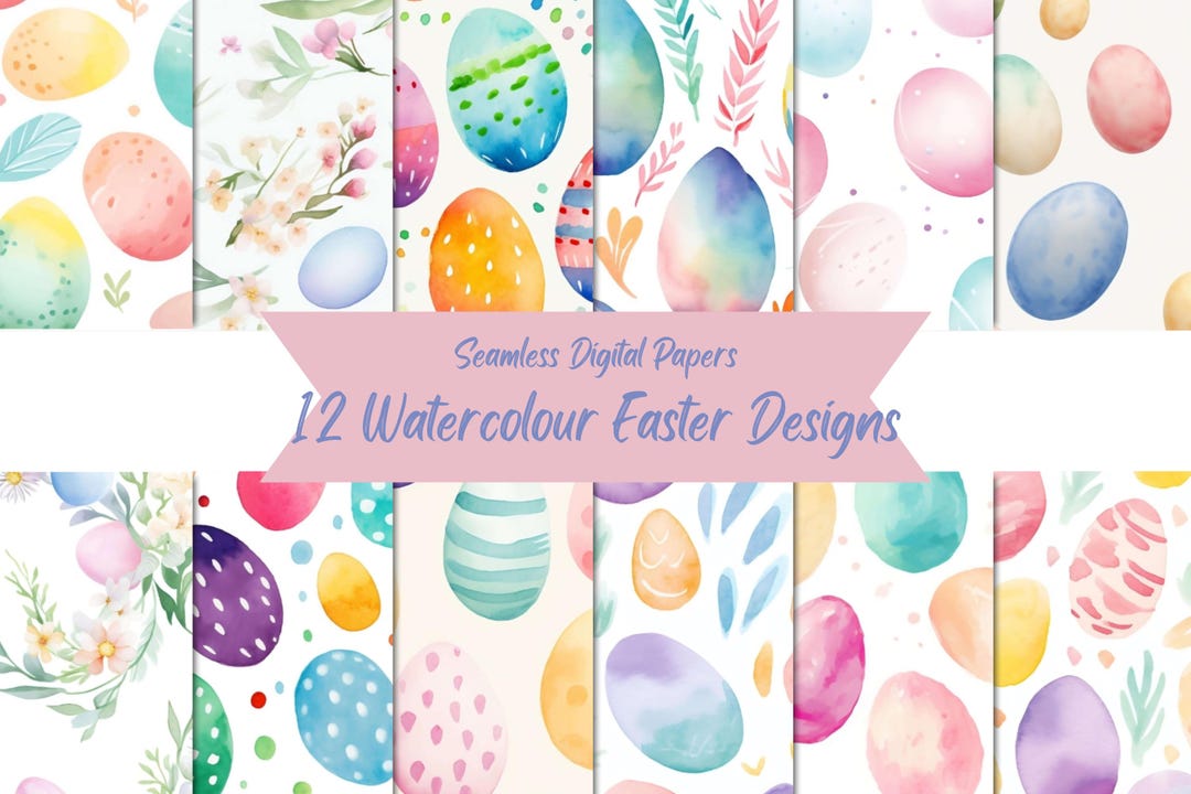 Seamless Watercolour Easter Egg Digital Papers, Happy Easter, Seamless ...