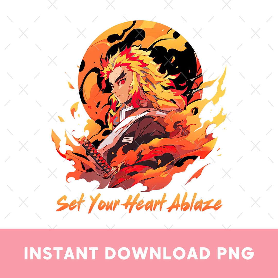Rengoku Demon Slayer PNG, Anime High-res Digital File, Transparent Art ...