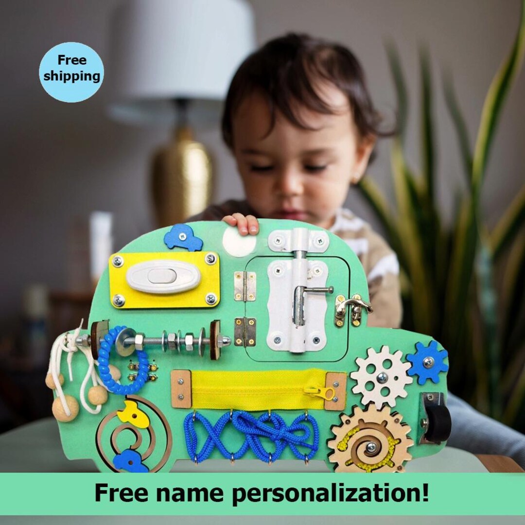Wooden Busy Board With Locks and Buttons – Fun Learning Toy for ...