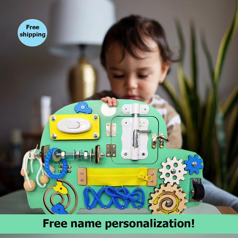 Wooden Busy Board With Locks and Buttons – Fun Learning Toy for ...