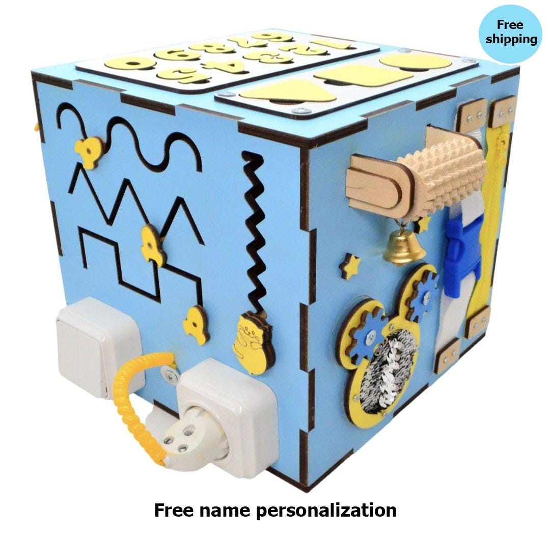 Busy Cube for Kids – Educational Toy With Buttons, Locks, Gears, and ...