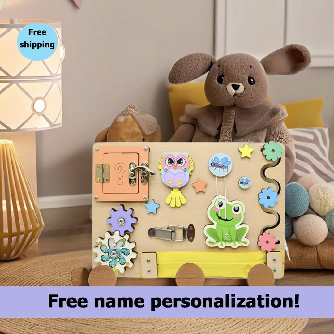 Wooden Busy Board for Babies – Interactive Early Learning Toy for Fine ...