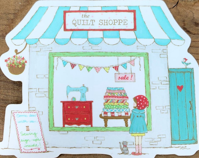 Quilt Shop Vinyl Sticker Window Shopping Tasha Noel Quilt Shop Vinyl ...