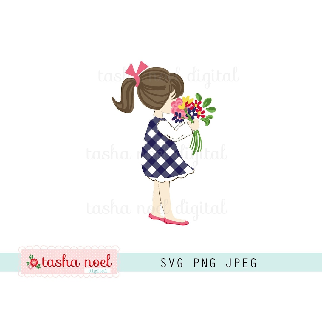 Flower Girl Printable Svg or Vintage Market Girl Svg With Print and Cut ...