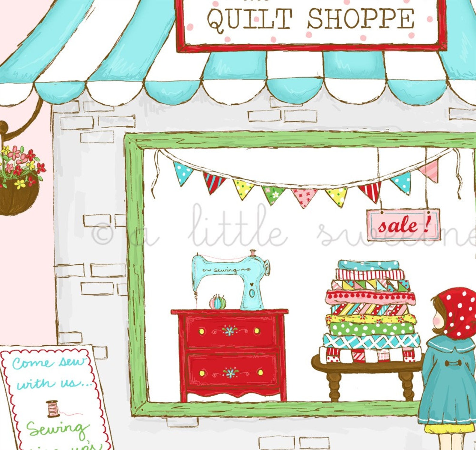 Window Shopping Illustration - the Quilt Shoppe Mini Series - Tasha ...