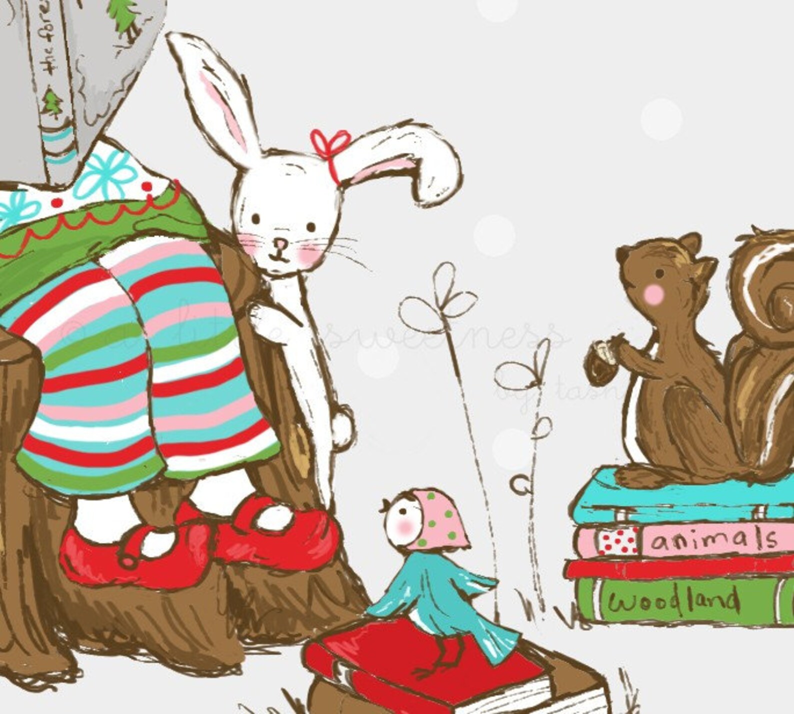 Story Time Illustration - Gray - Etsy