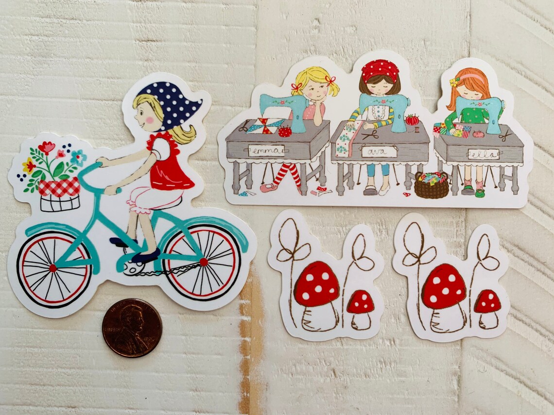 Bike Sticker Girl on a Bicycle Vinyl Sticker Vintage Market - Etsy