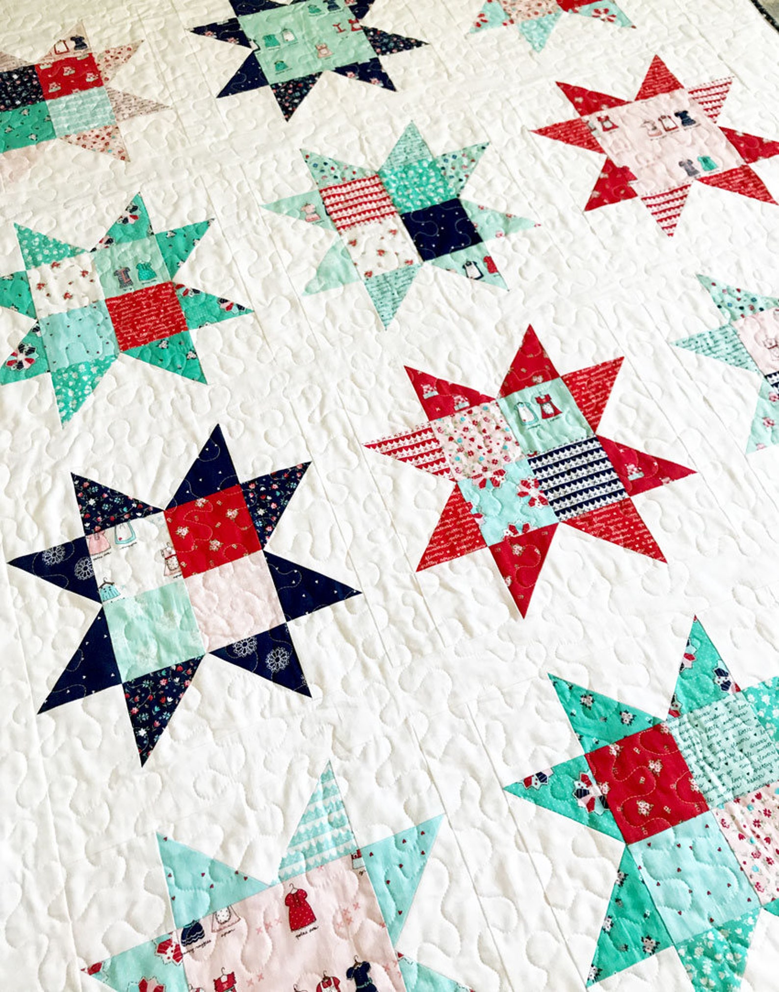 Patchwork Stars Quilt Pattern PDF INSTANT DOWNLOAD - Etsy