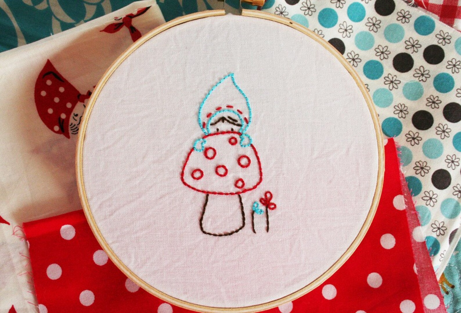 Mushroom Embroidery Pattern, Beginner Embroidery Pattern, Gnome ...