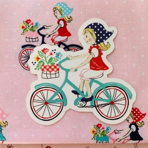Bike Sticker, Girl on a Bicycle Vinyl Sticker, Vintage Market Vinyl ...