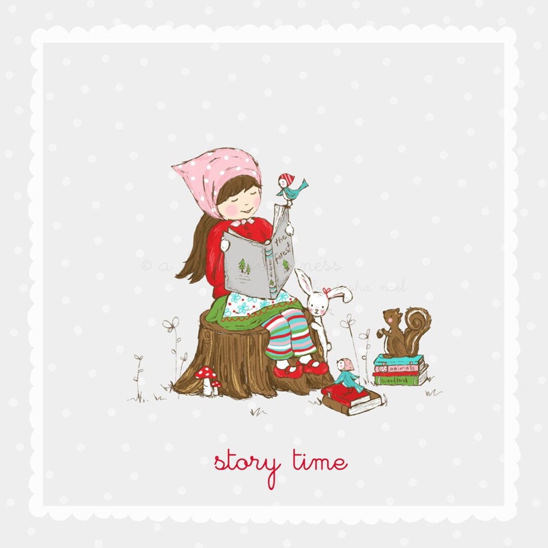 Story Time Illustration - Gray - Etsy