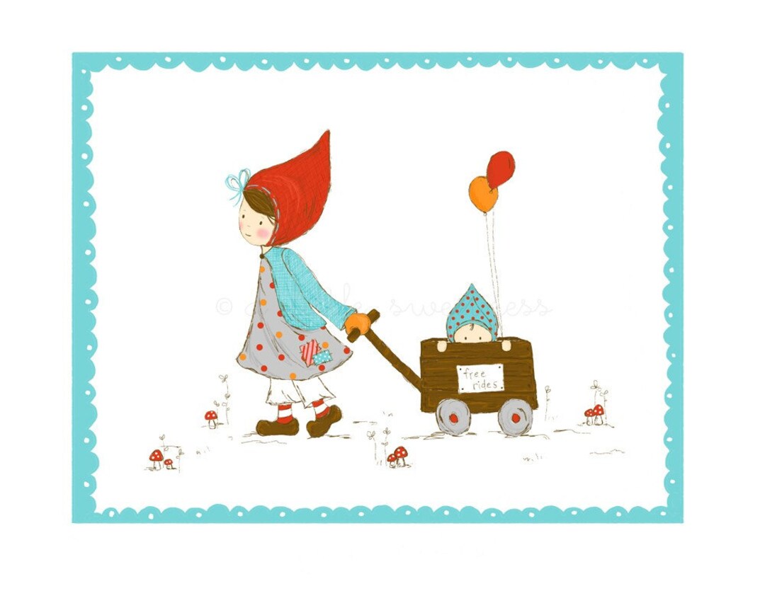 Woodland Walk Gnome Wall Art, Gnome Illustration, Forest Fairy Tale ...