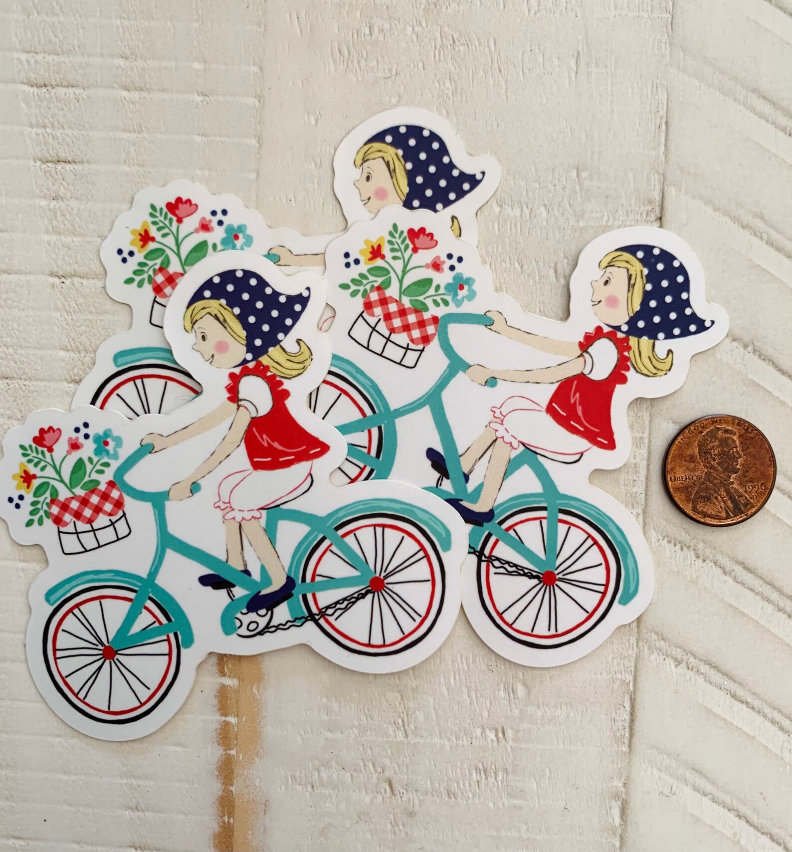Bike Sticker Girl on a Bicycle Vinyl Sticker Vintage Market - Etsy