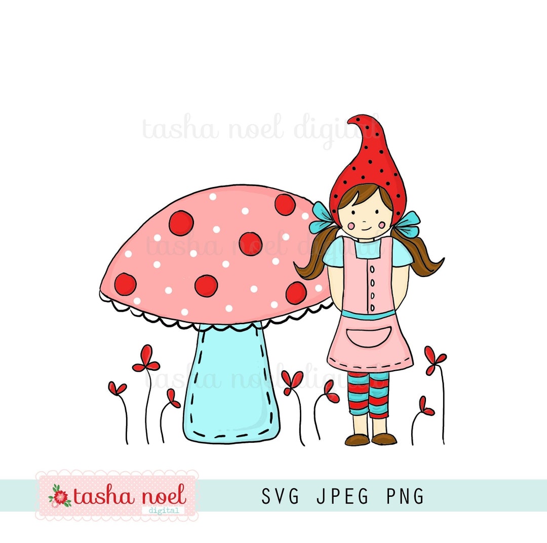 Girl Gnome Svg, Printable Mushroom Gnome, Woodland Forest Gnome Girl ...