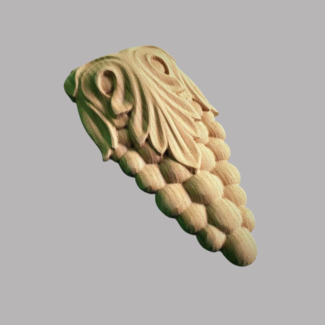 Grape Cluster Wood Onlay – Unpainted Carved Applique for Wall or ...