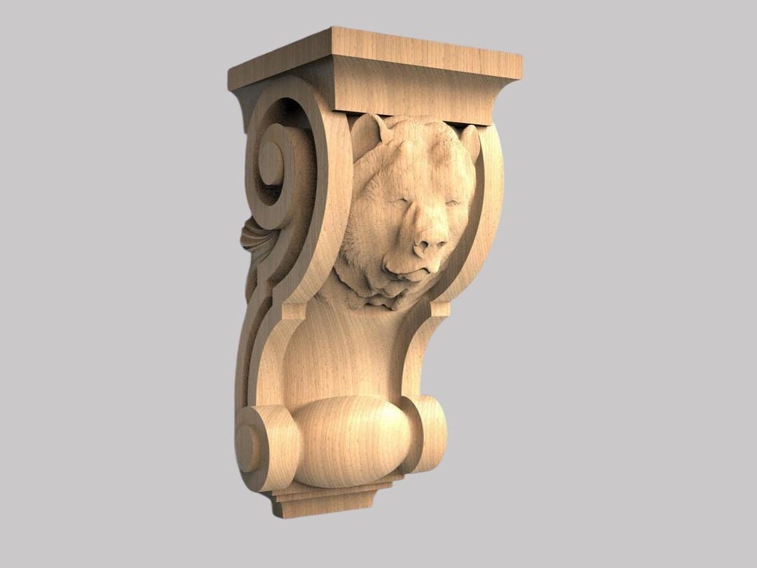 Bear Wood Corbel – Unpainted Decorative Animal Wall Bracket, Rustic ...