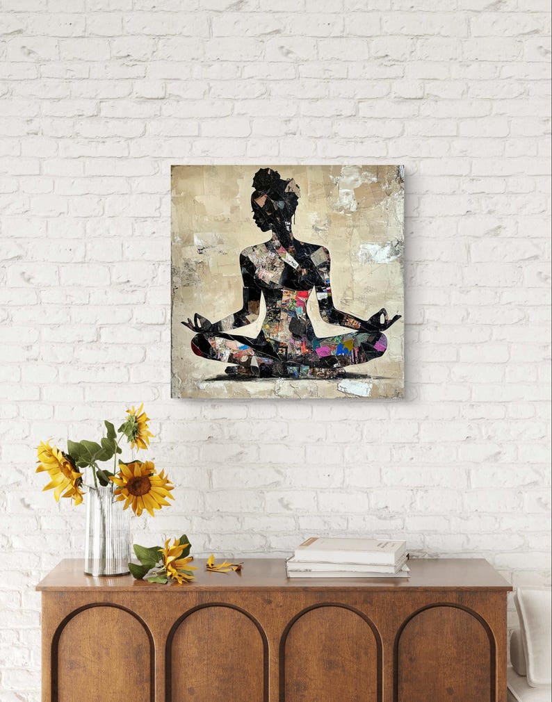 Yoga Silhouette Art Canvas Print, Hand-stretched Meditative Wall Decor ...