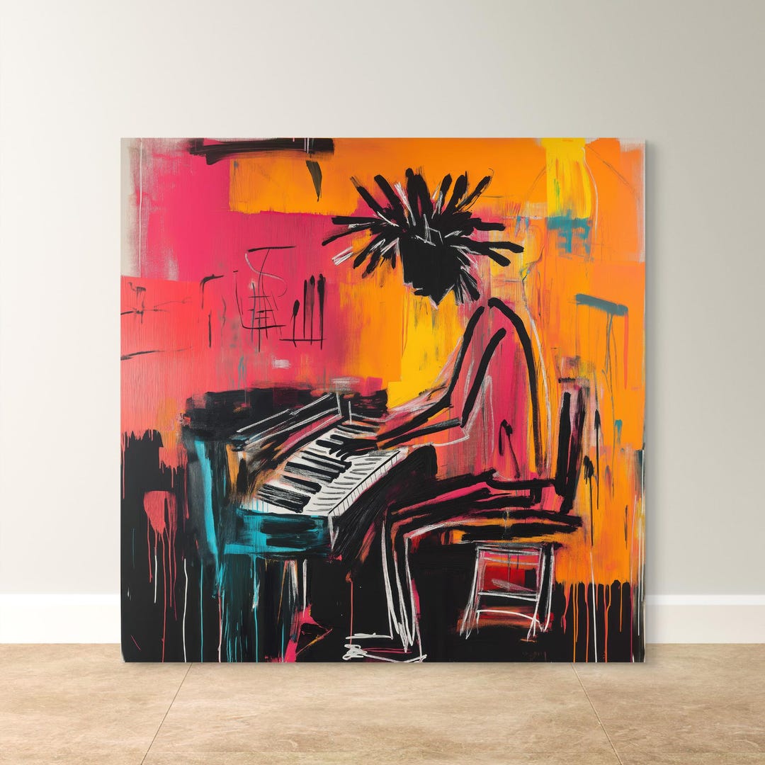 Keys on Fire - Abstract Pianist Street Art - Canvas and Paper Print for ...