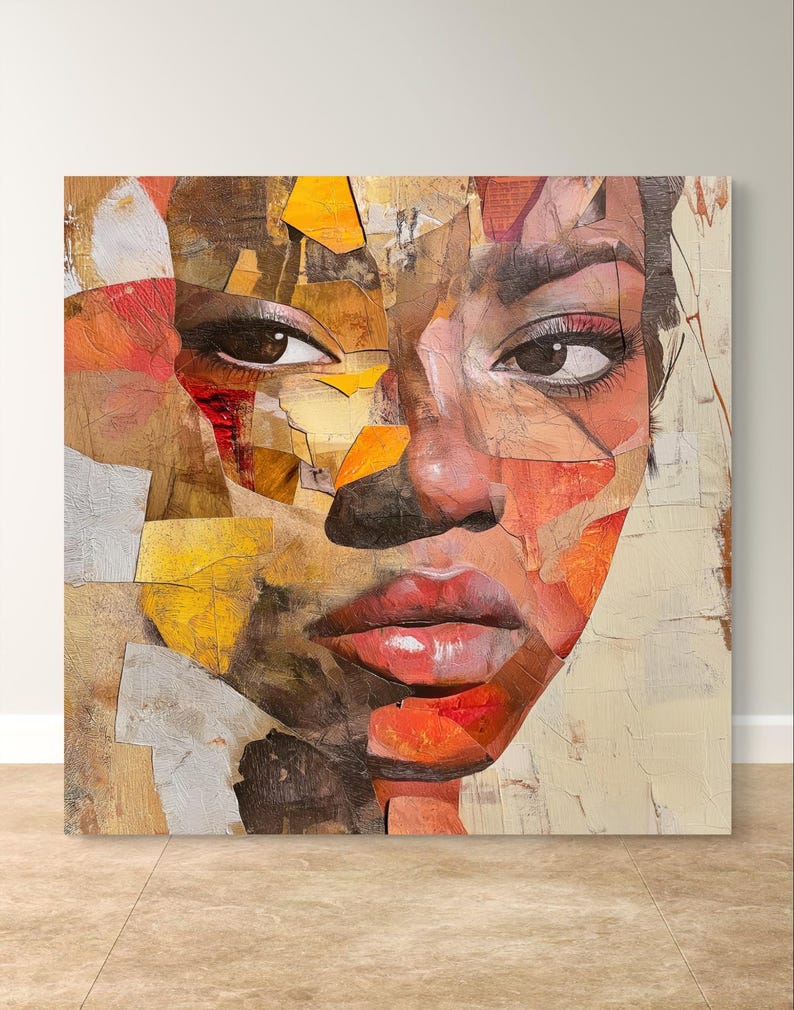 Abstract Collage Portrait Metal Print | Vibrant Mixed Media Wall Art ...