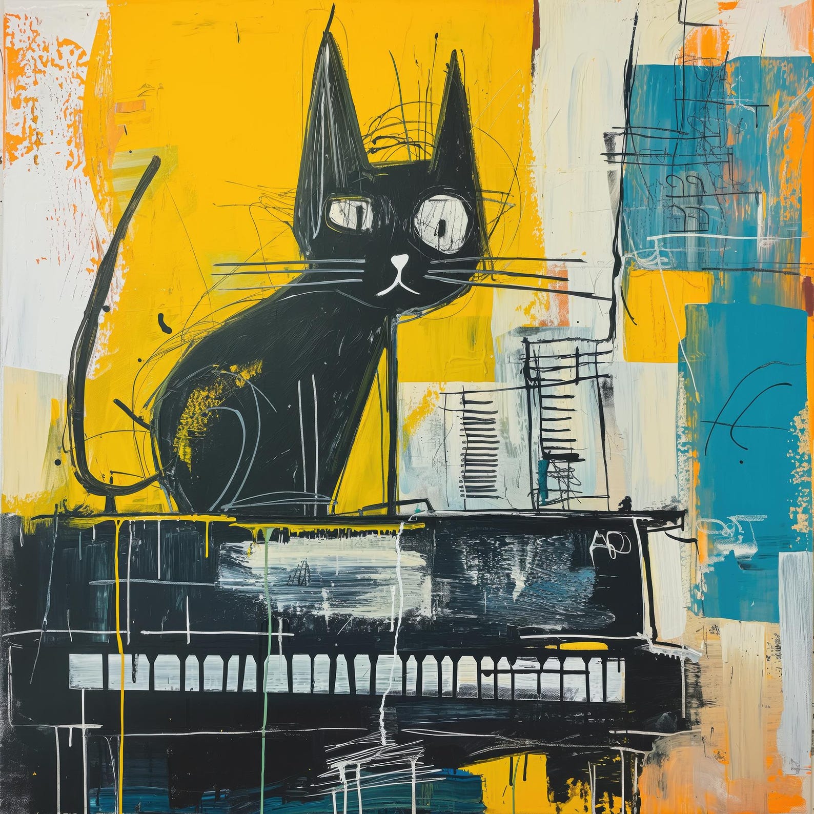 Jazz Cat Wall Art Print | Stylish Music Decor & Cat Lover Gift ...