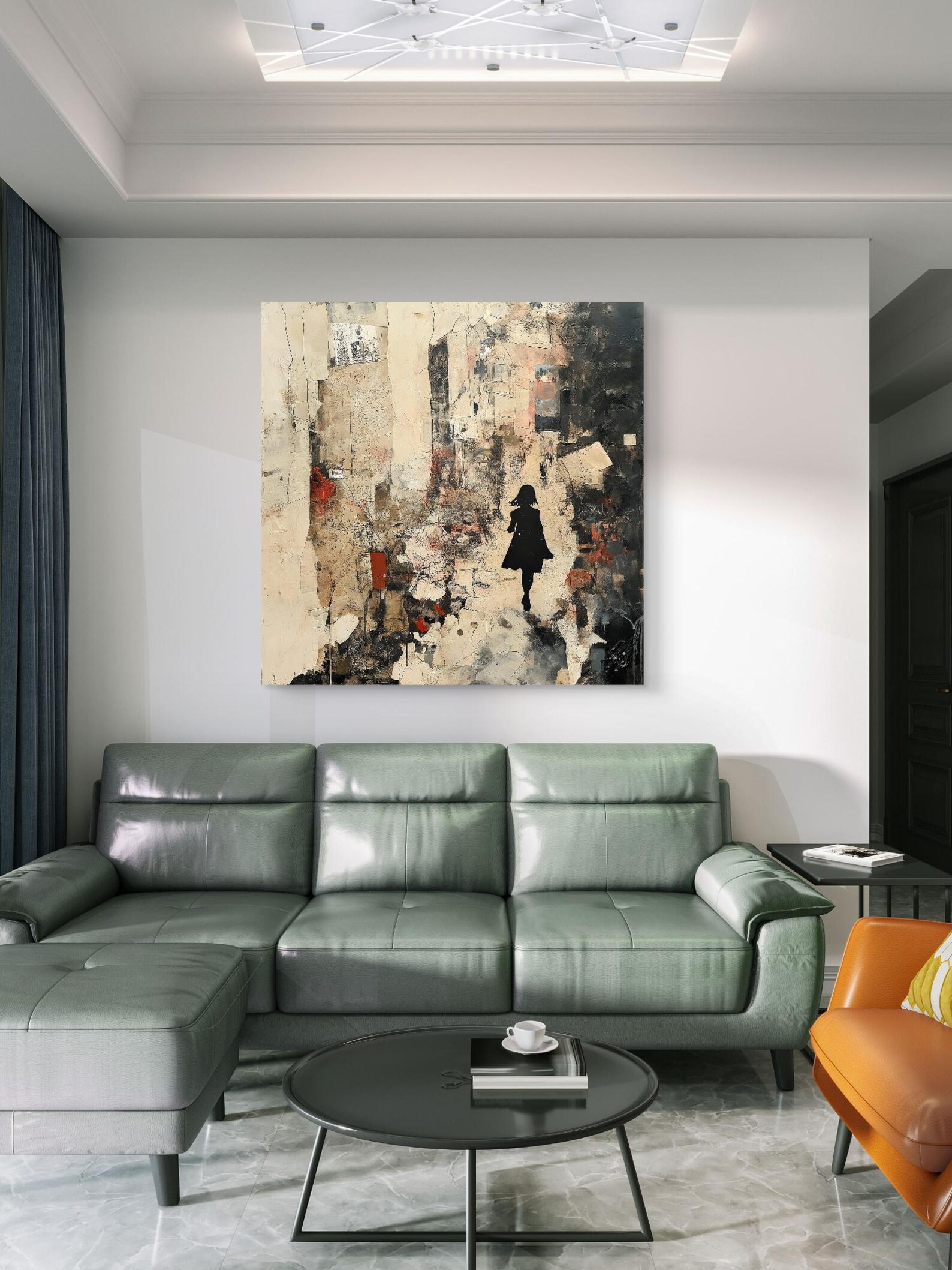Shadowed Pathways - Abstract Silhouette Canvas Print - Mysterious Urban ...
