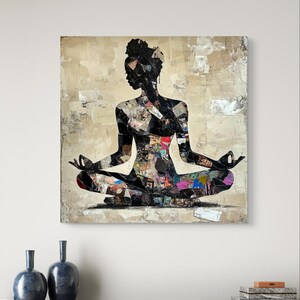 Yoga Silhouette Art Canvas Print, Hand-stretched Meditative Wall Decor ...