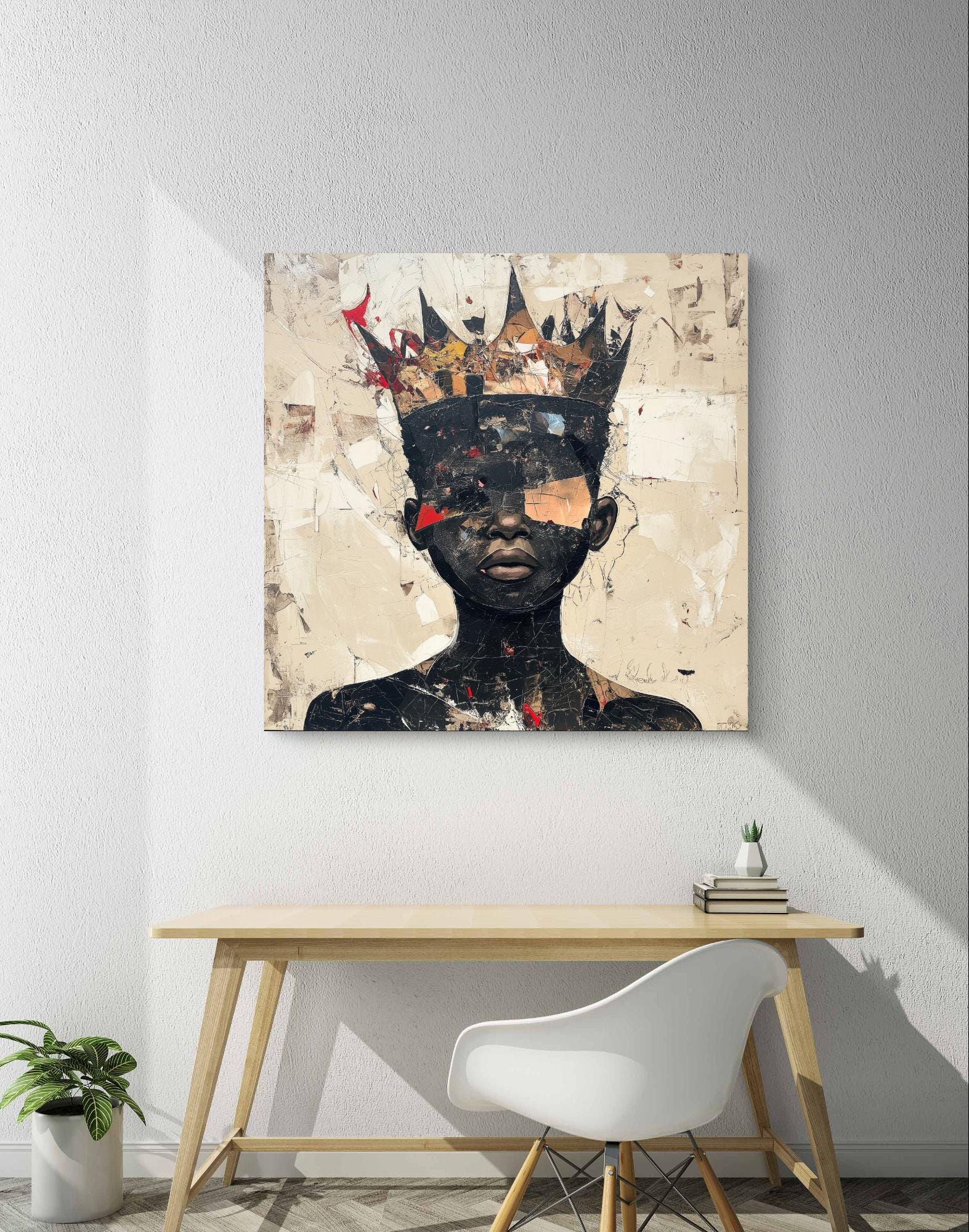 Royal Essence - Abstract Crowned Portrait Canvas Print, Modern Artistic ...