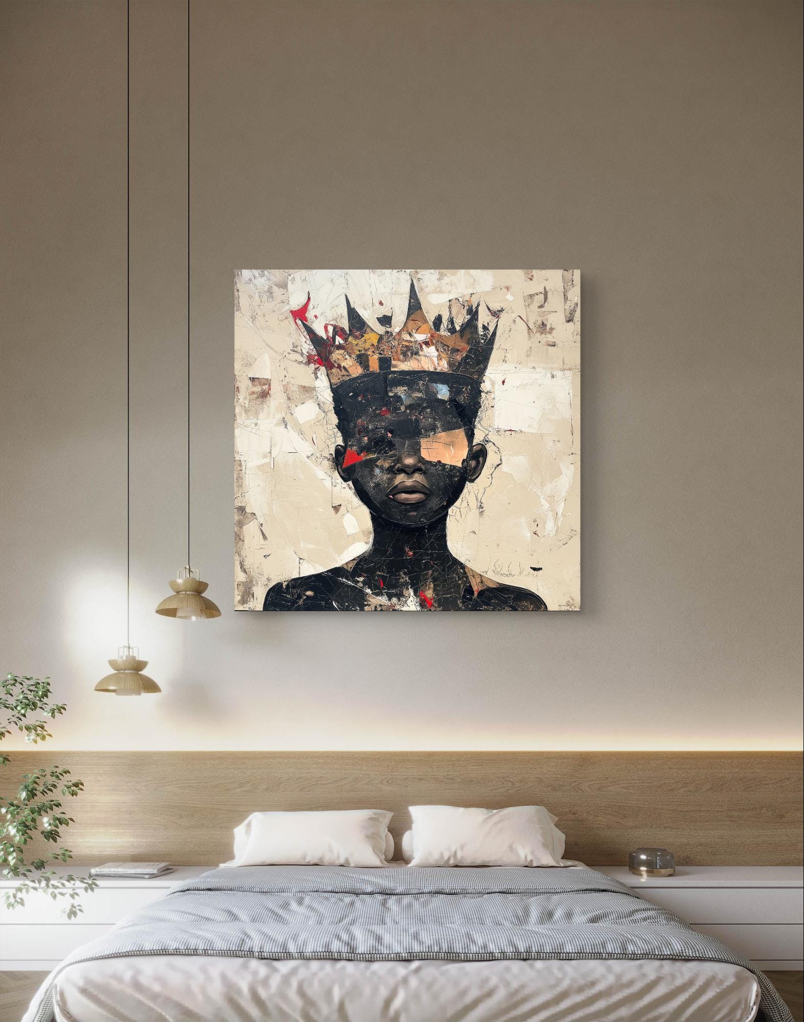 Royal Essence - Abstract Crowned Portrait Canvas Print, Modern Artistic ...