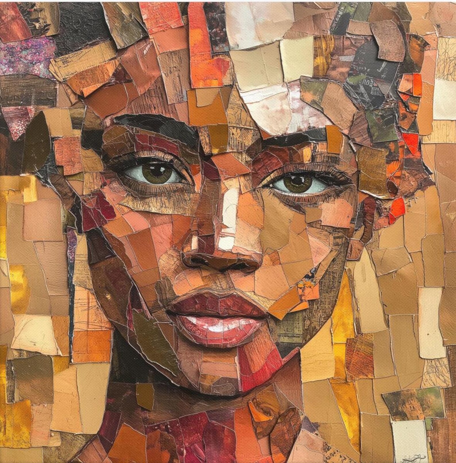 Radiant Mosaic - Abstract Portrait Canvas Print Colorful Modern Art ...