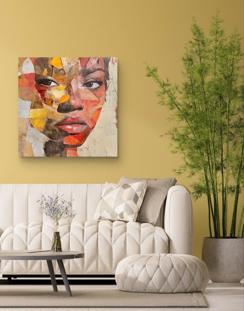 Abstract Collage Portrait Metal Print | Vibrant Mixed Media Wall Art ...