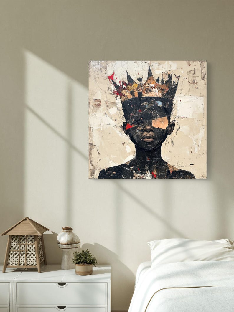 Royal Essence - Abstract Crowned Portrait Canvas Print, Modern Artistic ...