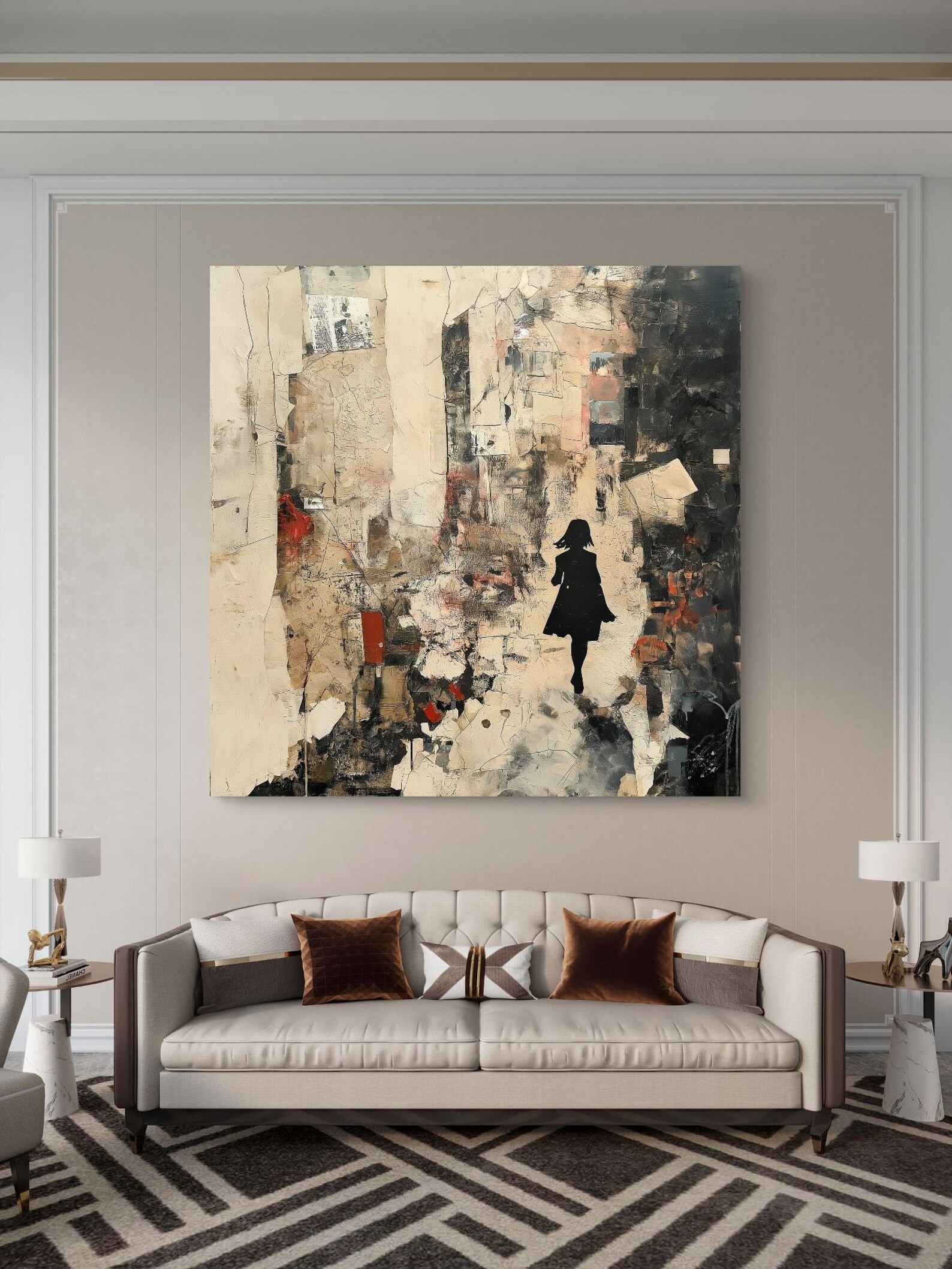 Shadowed Pathways - Abstract Silhouette Canvas Print - Mysterious Urban ...