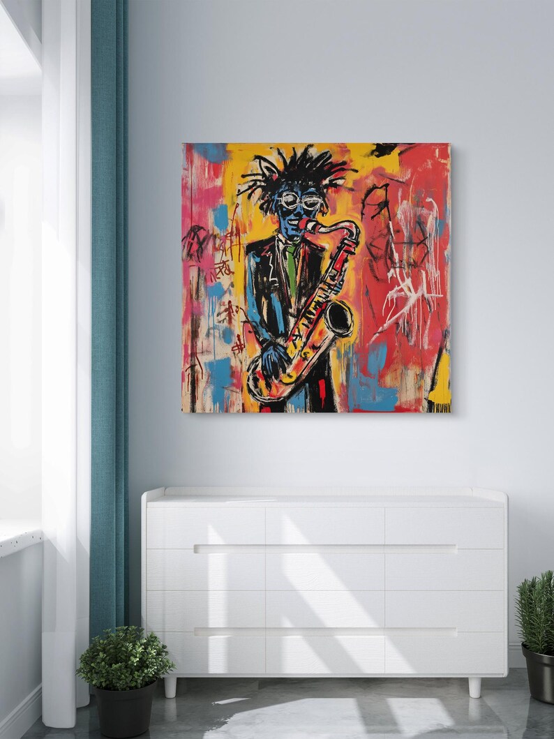 Sax in Color - Abstract Saxophone Player Wall Art - Canvas and Paper ...