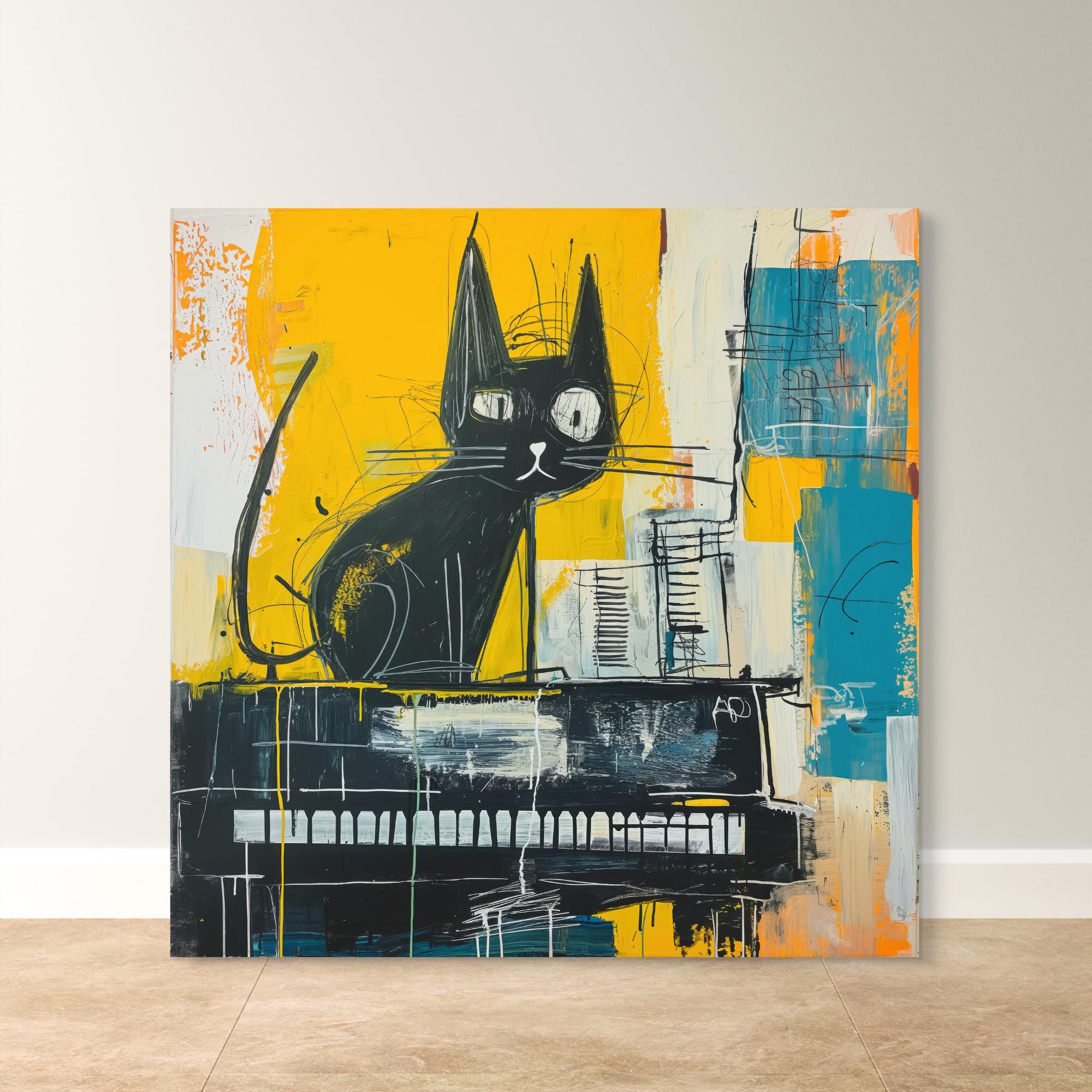 Jazz Cat Wall Art Print | Stylish Music Decor & Cat Lover Gift ...