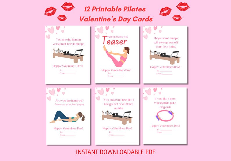 Printable Pilates Valentine's Day Cards - Etsy