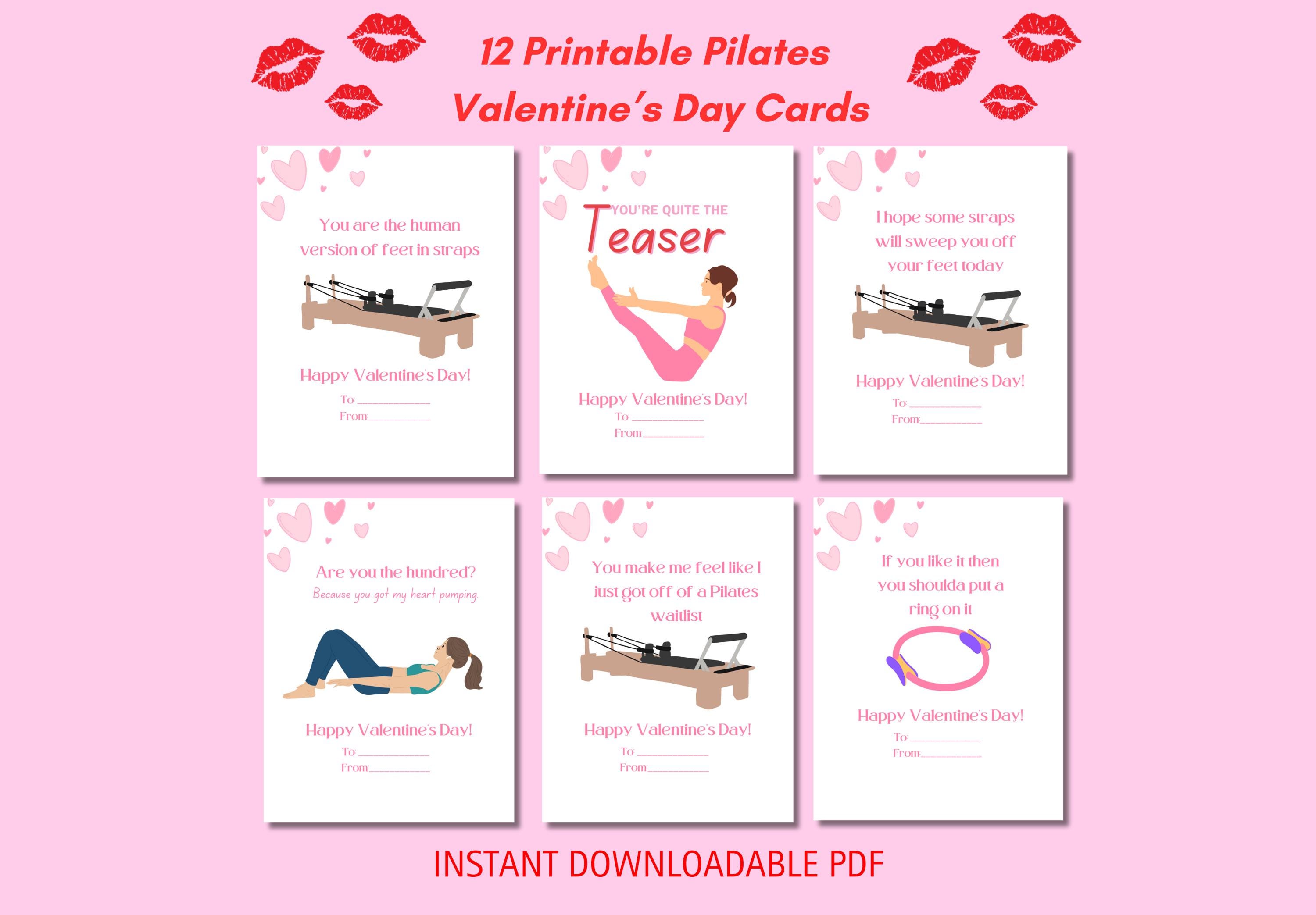 Printable Pilates Valentine's Day Cards - Etsy