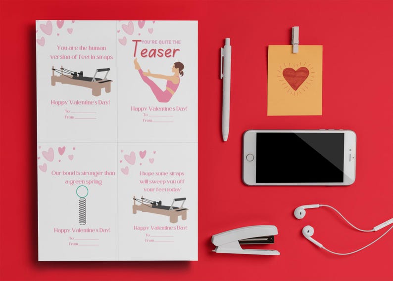 Printable Pilates Valentine's Day Cards - Etsy