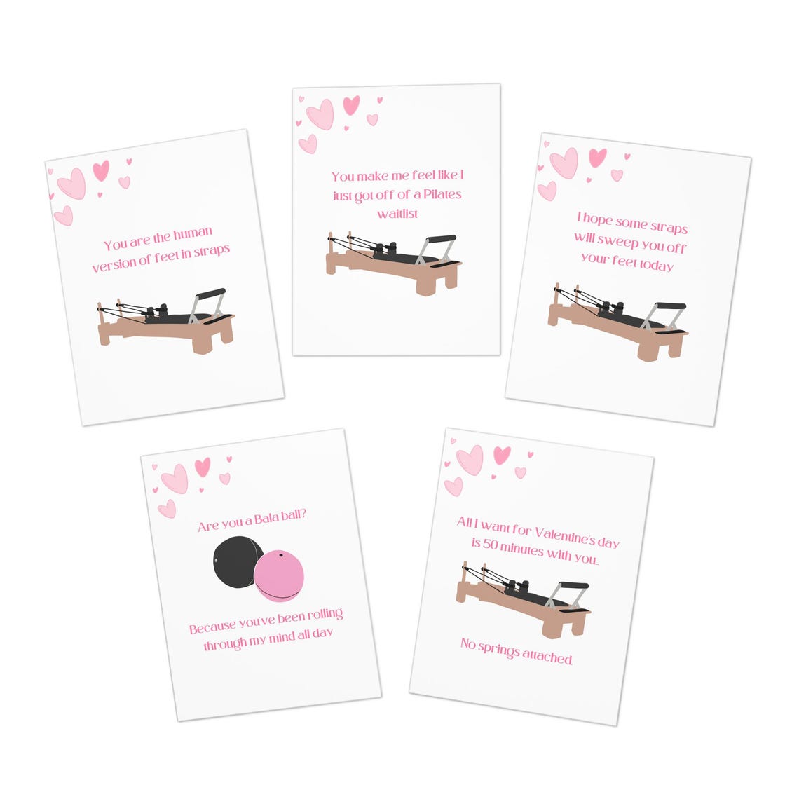 Pilates Themed Valentine's Day Cards 5-pack - Etsy