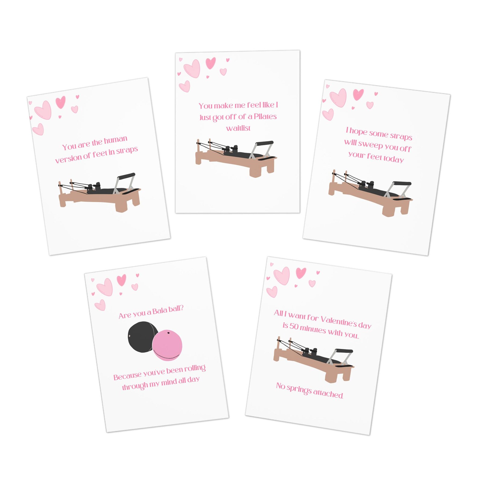 Pilates Themed Valentine's Day Cards 5-pack - Etsy