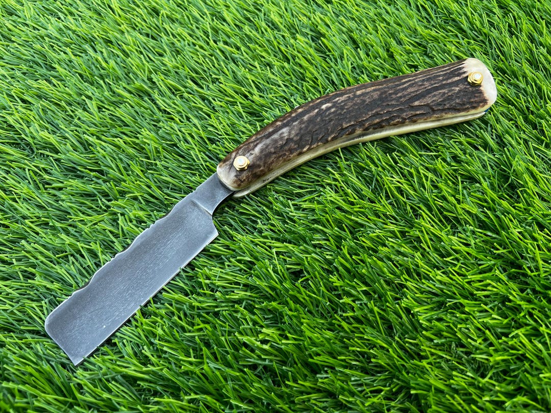 Handmade Wootz Steel Razor With Deer Horn Handle (product ID: 24CC ...