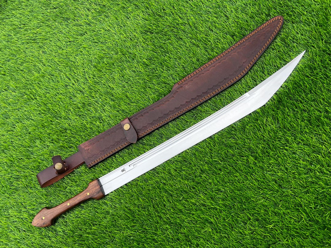 Handmade Yatagan Qama, Bearing Steel Blade, Rose Wood Handle, Leather ...