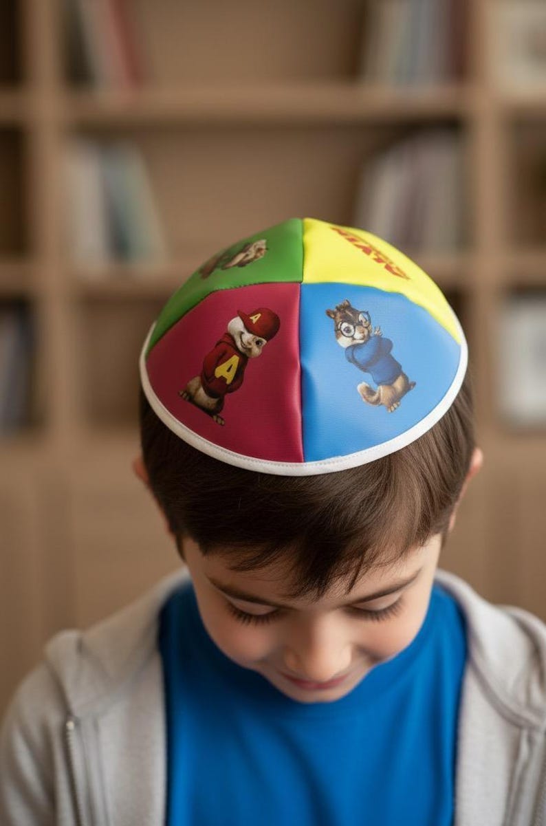 Alvin and the Chipmunks Kippah | Simon Theodore Cartoon Yarmulke - Etsy