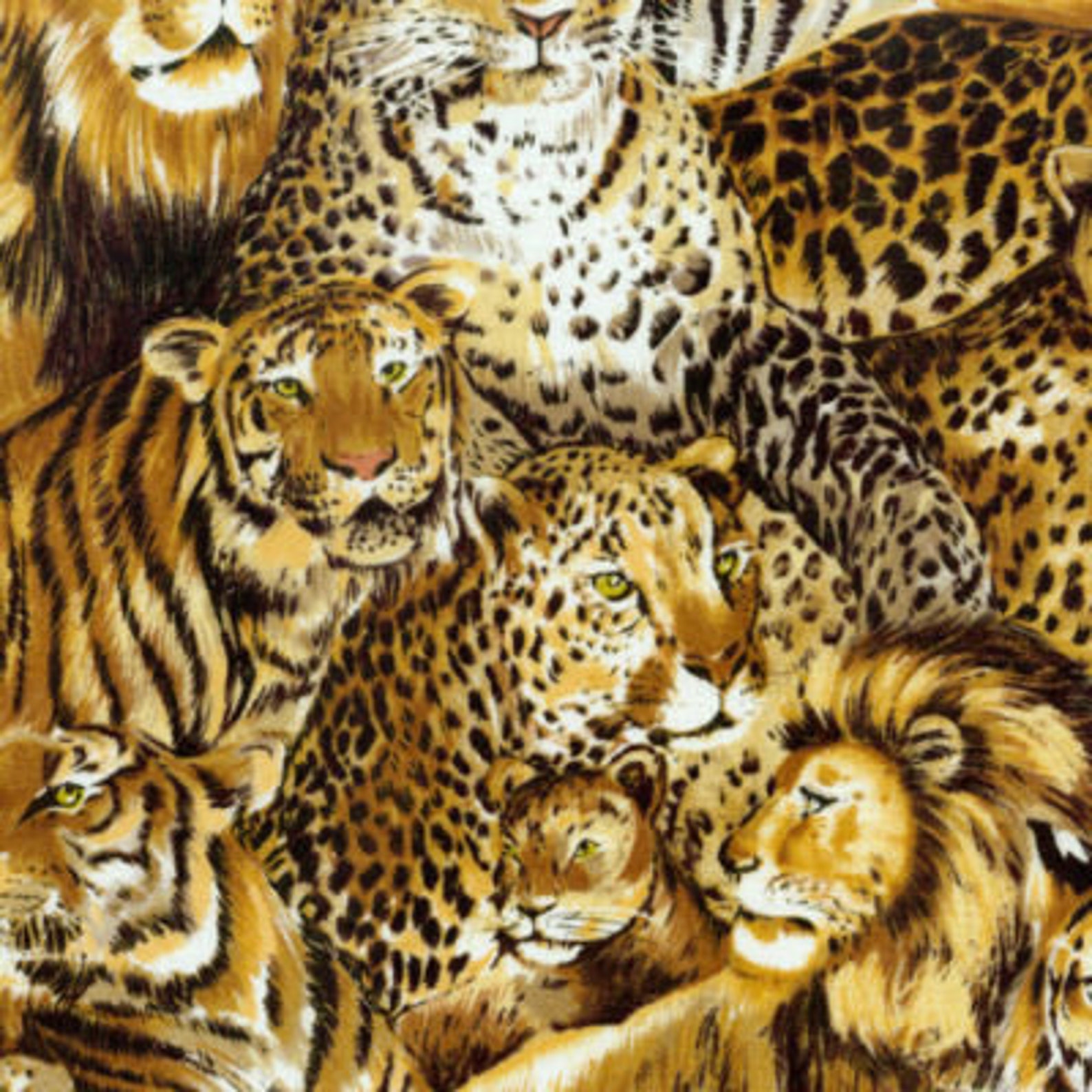 Year of the Cat Lions Tigers Leopard Allover Mixed Animal Wild Cat ...