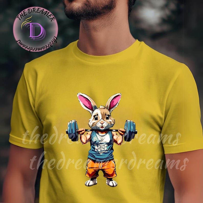 Gym Bunny Clipart – Cute Muscle Rabbit Digital Design for T-shirts ...