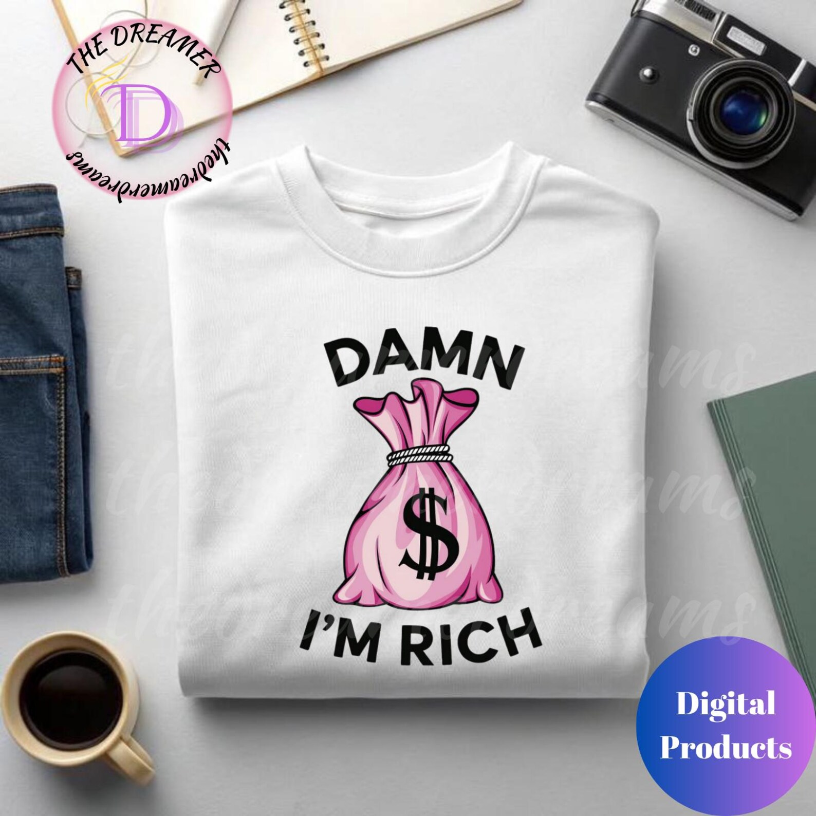 Damn I’m Rich – Bold Money Quote SVG PNG PDF for T-shirts, Sublimation ...