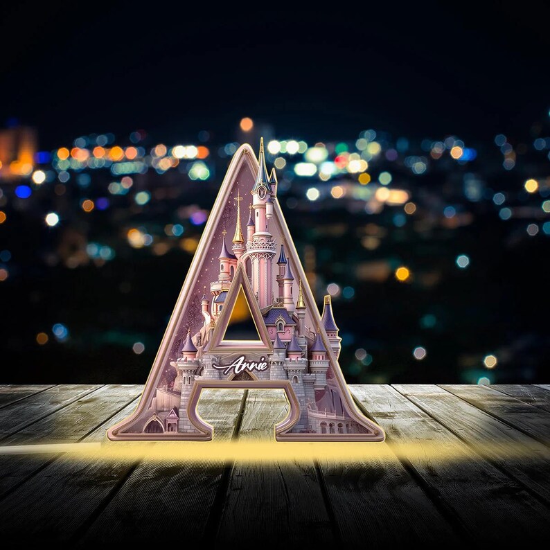Magical Castle Alphabet Acrylic LED Night Light, Personalized Initial ...