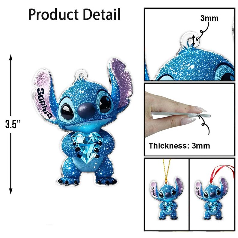 Personalized Stitch Flat Ornament, Blue Monster Hawaii Christmas Tree ...