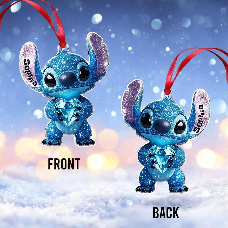 Personalized Stitch Flat Ornament, Blue Monster Hawaii Christmas Tree ...