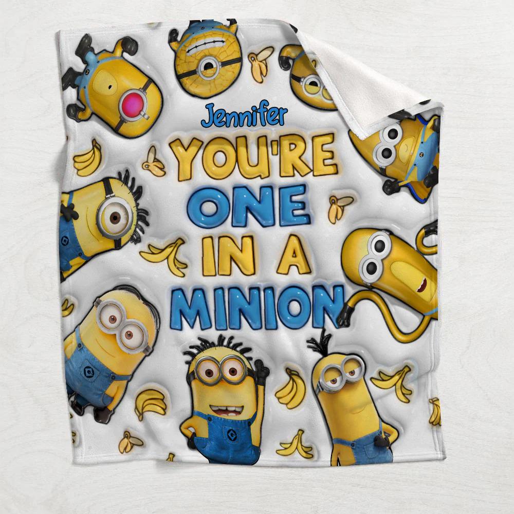 You're One in A Minion Personalized Cartoon Fleece Blanket, Yellow ...