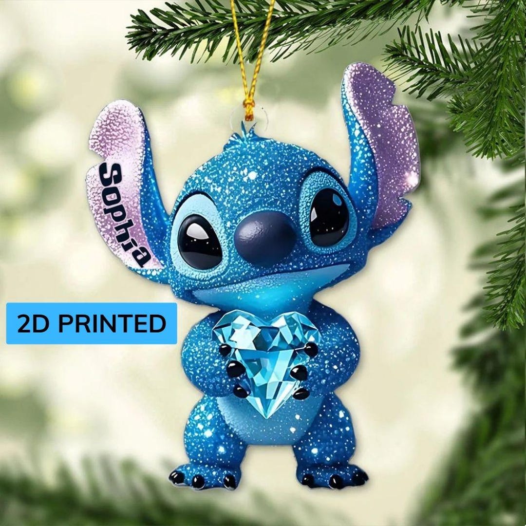 Personalized Stitch Flat Ornament, Blue Monster Hawaii Christmas Tree ...